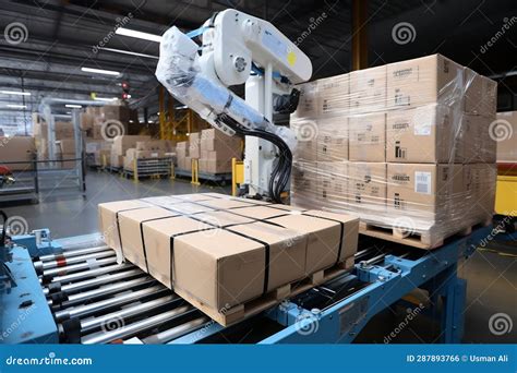 Advanced Palletizing Robot Securing Cargo AI Stock Illustration Illustration Of Efficient