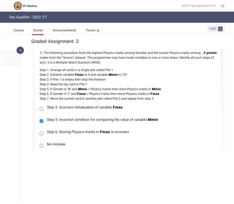 Physics Graded Assignment Error Identification