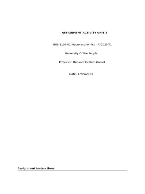 Assignment Activity Unit 2 Pdf Cost Of Living Inflation