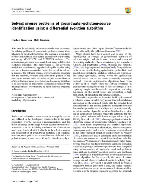 pdf solving inverse problems of groundwater pollution source