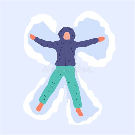 Happy Woman Making Snow Angel Flat Vector Stock Vector Illustration