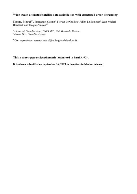 Pdf Wide Swath Altimetric Satellite Data Assimilation With Structured