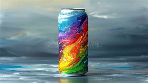Eyecatching Abstract Energy Drink Can Illustration With Vibrant Colors And Dynamic Splashes
