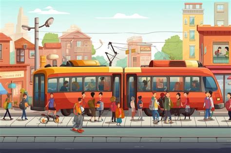 Premium Photo Scene With Many People Using Public Transportation