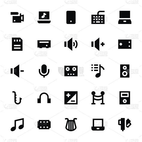 音乐，音频，视频，电影和多媒体矢量图标