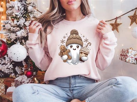 Cute Christmas Ghost Sweatshirt Holiday Ghost Spooky Christmas Shirt