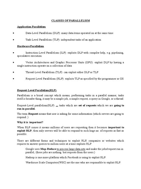 Classes Parallelism Pdf Parallel Computing Central Processing Unit