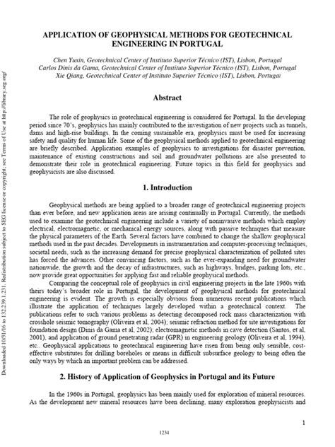Application Of Geophysical Methods For Geotechnical Engineering Pdf