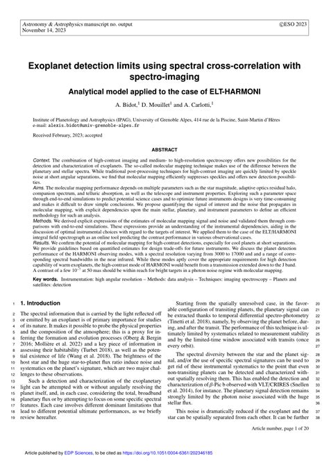 pdf exoplanet detection limits using spectral cross correlation with