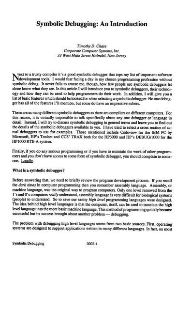 Symbolic Debugging An Introduction Openmpe