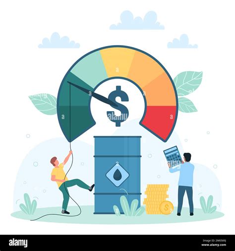 Oil Price Growth And Management Vector Illustration Cartoon Tiny