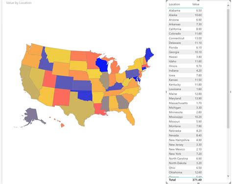 Filled Map But The Colours Arent Diverging Enough Microsoft Power Bi