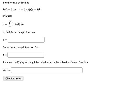 solved for the curve defined by [ vec{r} t 5 cos t
