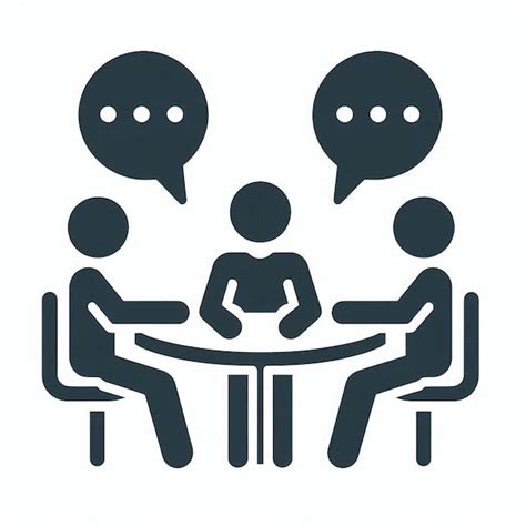 A Group Of People Sitting At A Table With A Man Sitting At A Table With A Speech Bubble Above