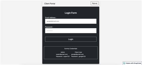 client portal template visual build drapcode