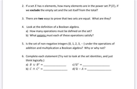 solved 2 if a set x has n elements how many elements are