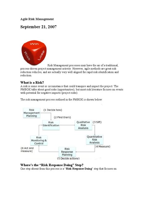 Agile Risk Management Agile Software Development Risk Management