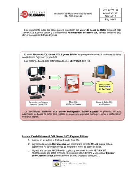 instalacion del motor sql 2005 express pdf