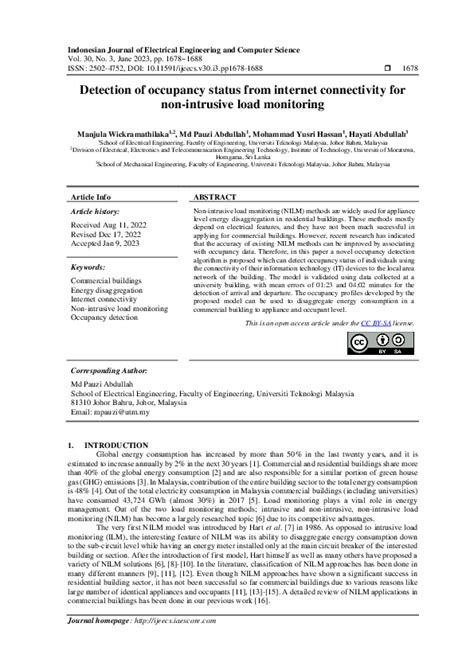 Pdf Detection Of Occupancy Status From Internet Connectivity For Non Intrusive Load Monitoring