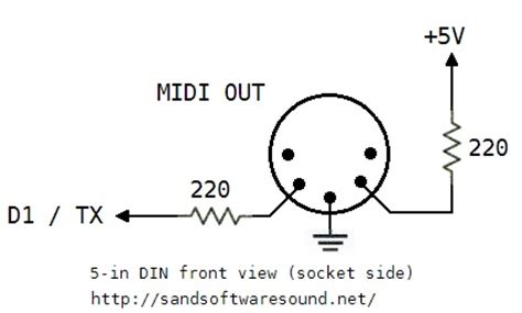 Pin MIDI IN OUT For Arduino Sand Software And Sound