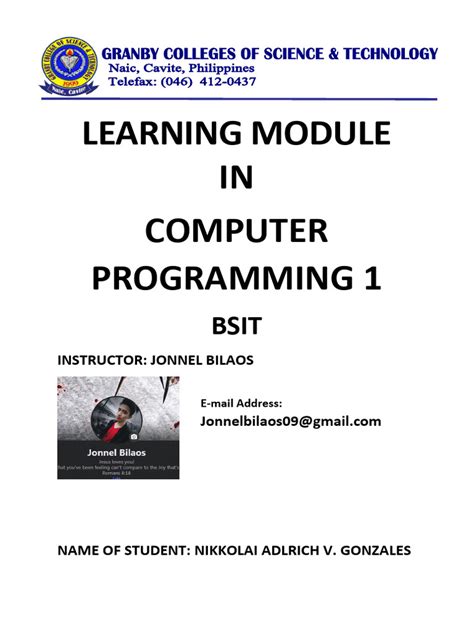 Com Prog 1 Modules Pdf Computer Programming Programming Language
