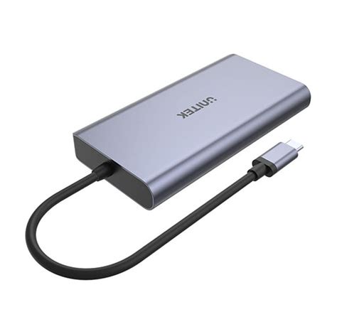 Unitek UHUB S7 7 In 1 USB C Ethernet Hub With MST Dual Monitor 100W Power Delivery And Card
