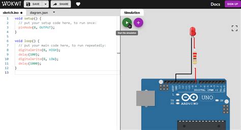 Online Arduino Simulator Blink An LED Project How To Use Wokwi Arduino Simulator