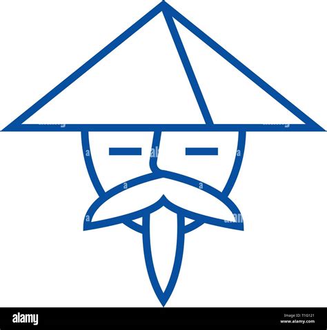 Asian Man Line Icon Concept Asian Man Flat Vector Symbol Sign Outline Illustration Stock