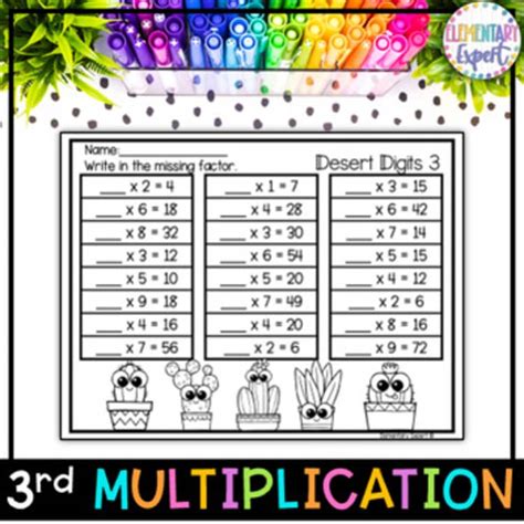 3rd Grade Multiplication Worksheet Pack Easy Print And Go Activities