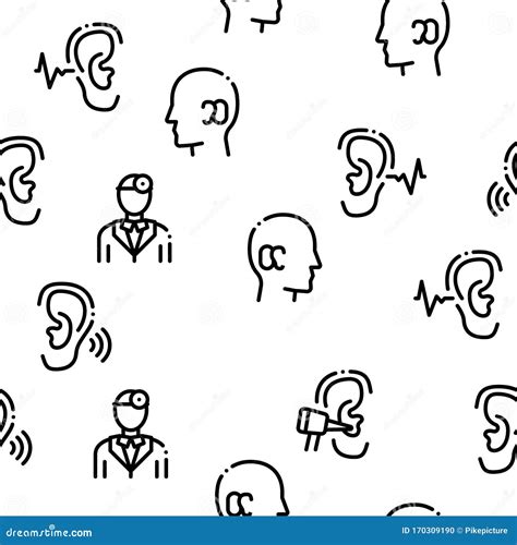 Hearing Human Sense Seamless Pattern Vector Stock Vector Illustration