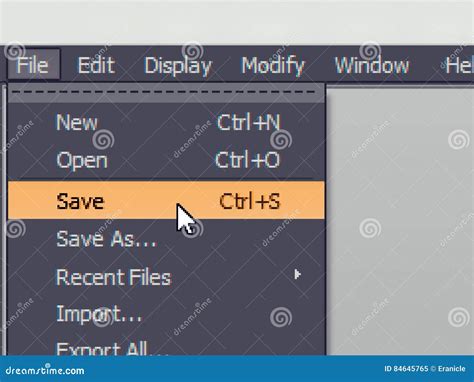 Software Menu Item With Save Command Stock Illustration Illustration Of Keyboard Computer