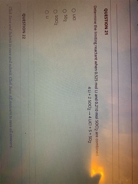 solved question 21 determine the limiting reactant when