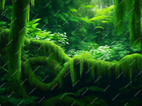 Premium Ai Image Green Plants In Forest Generative Ai Illustration