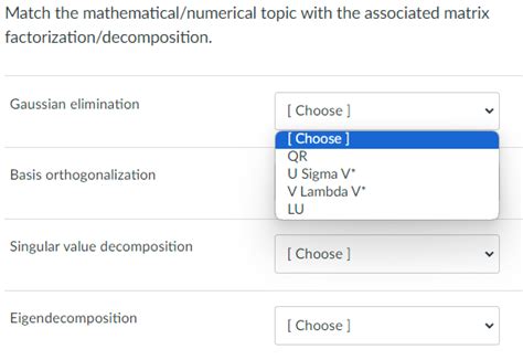 Solved Match The Mathematical Numerical Topic With The
