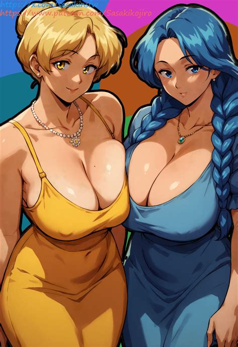 Rule 34 2girls Dress Multiple Girls Sasakinsfw Sfw Standing Tagme