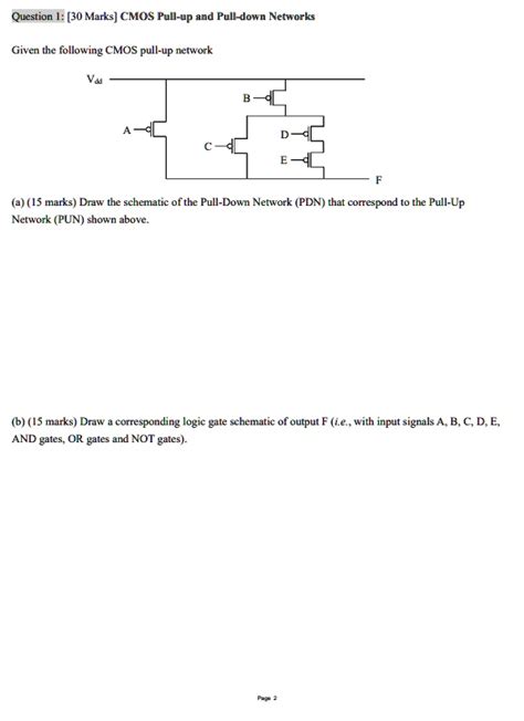 Solved Question 1 30 Marks Cmos Pull Up And Pull Down Network Given