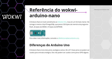 Referência Do Wokwi Arduino Nano Wokwi Docs