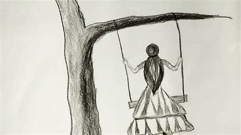 How To Draw A Girl Swinging On The Tree Easy Step To Draw Girl Swinging On The Tree Ankita
