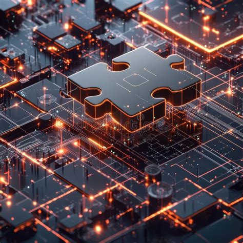 Puzzle Piece On A Glowing Circuit Board Design Stock Image Image Of
