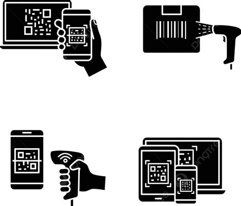 Barcodes Glyph Icons Set Id Black Shadow Vector Id Black Shadow Png And Vector With