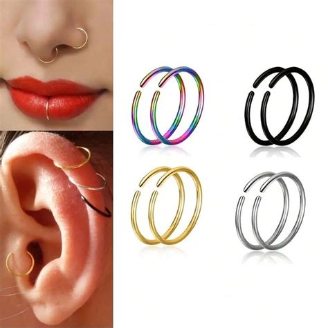 2pcs 20g Unisex Thin Fake Septum Nose Ring Hoop18g 16g Fashion G23