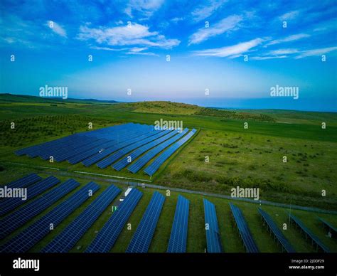 Modern Eco Friendly Large Solar Panels To Generate Energy From Suns Rays Are Installed In