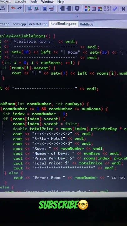 Hotel Booking In C Ide Dev C Cppprogramming Codingtime Codinglife Youtube