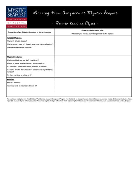 Object Analysis Worksheet Printable Pdf Download