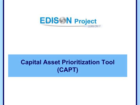 Pdf Capital Asset Prioritization Tool Capt