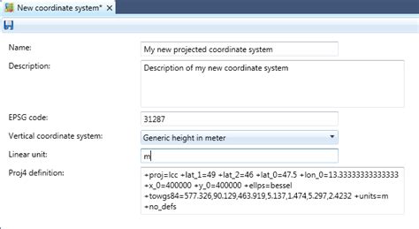 defining projected coordinate systems redbex