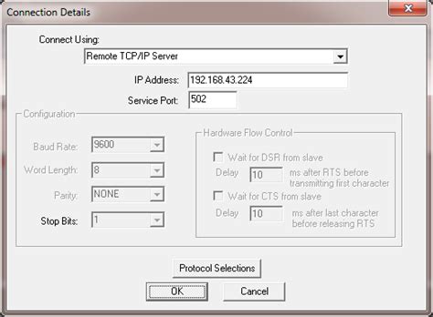 device connected but modbus exception response from slave device at