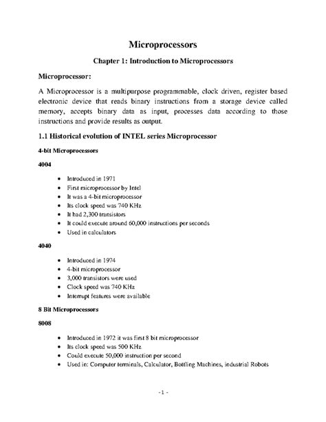 Microprocessors Chapter 1 Intro To Microprocessors Mp Unit 1 Studocu