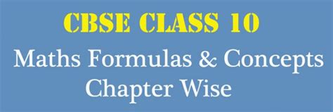 Cbse Class 10 Maths Formulas Chapter Wise Free Pdf