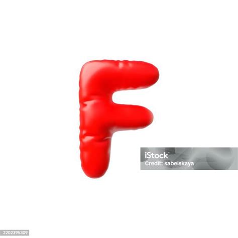 영어 알파벳 대문자 F 빨간 공기 팽창 풍선 3d 벡터 아이콘 렌더링 타이핑 기호 푹신한 글꼴 기호 3차원 형태에 대한 스톡
